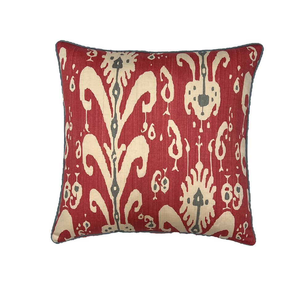 Raspberry Ikat Cushion with Piping – Brownlow Interior Design